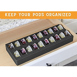 Polar Whale 2 Cocktail Capsule Drawer Organizers Tray Insert Compatible with Bartesian for Kitchen Home Bar Party Waterproof Washable Black Foam 20 Compartment 7.75 x 20 Inches