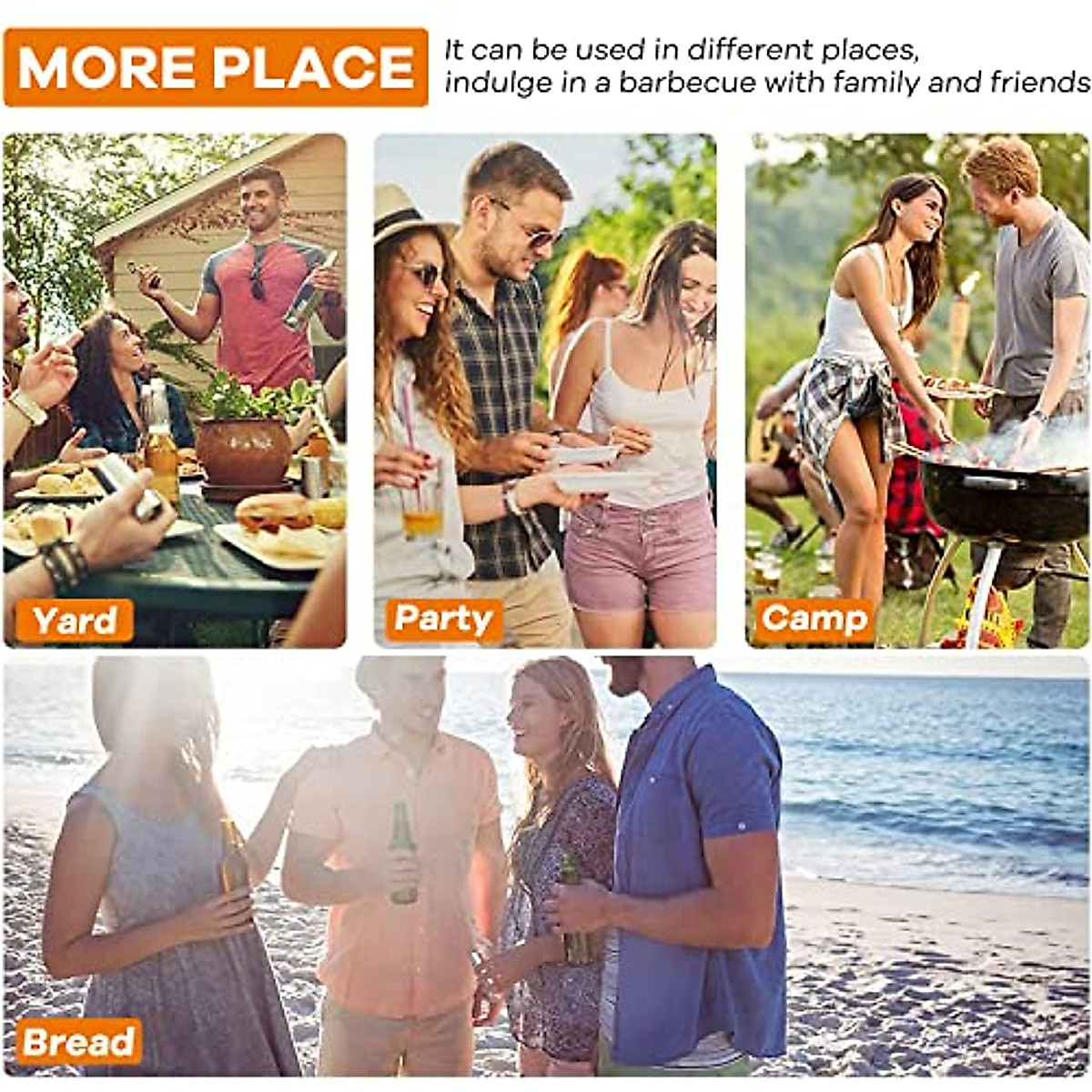 Charcoal Grills, MGHH Portable Charcoal Grill with 2 Wheels Side Fire Box, Small BBQ Oven Offset Smoker for 8-12 People Outdoor Patio Backyard, Camping Picnics