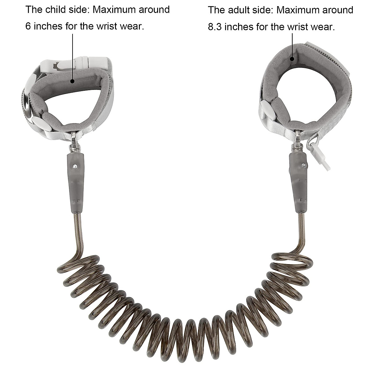 Blisstime Toddler Leash with Key Lock, Upgraded Anti Lost Wrist Link Baby Leash with 360 Degree Rotating Connector and Adjustable Bracelet for Babies Toddlers Child Kids (8.2ft/2.5m, Dark Gray)