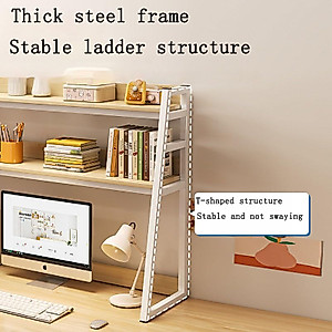 YAFXAIG Desktop Bookshelf Computer Desk,Desk Hutch Dorm， 2-Tier Wood Hutch Bookcase Organizer, for Home Office Dorm Furniture Storage Shelves (White, 45.3in*35.5in*12.6in)