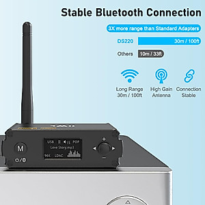 1Mii DS220 Hi-Res Bluetooth Receiver for Home Stereo w/LDAC, HiFi Bluetooth 5.1 Audio Adapter w/Audiophile DAC aptX HD, Bluetooth Receiver for AV Receiver/Amplifier, OLED Display EQ Mode