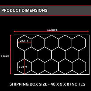 Modern LED Hexagon Garage Light Fixture - 6000K 672W 14 Grid Hexagon Light Set With Rectangle Frame for Garage, Detail Shop, Commercial Store, Office, etc. Over 60,000 Lumens 110V 15.98FT X 7.88FT