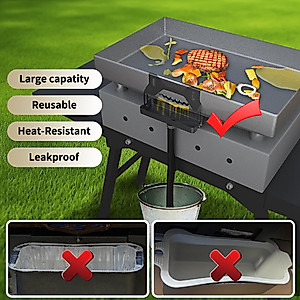 Reusable Rear Grease Drainage Funnel for Blackstone 36'' 28'' 22'' 17'' Inch, Upgraded Blackstone Accessories with Removable Grease Gate, Leakproof Large Capacity Grease Catcher System