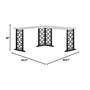 CosmoLiving by Cosmopolitan Ella L, White Marble/Black Desk