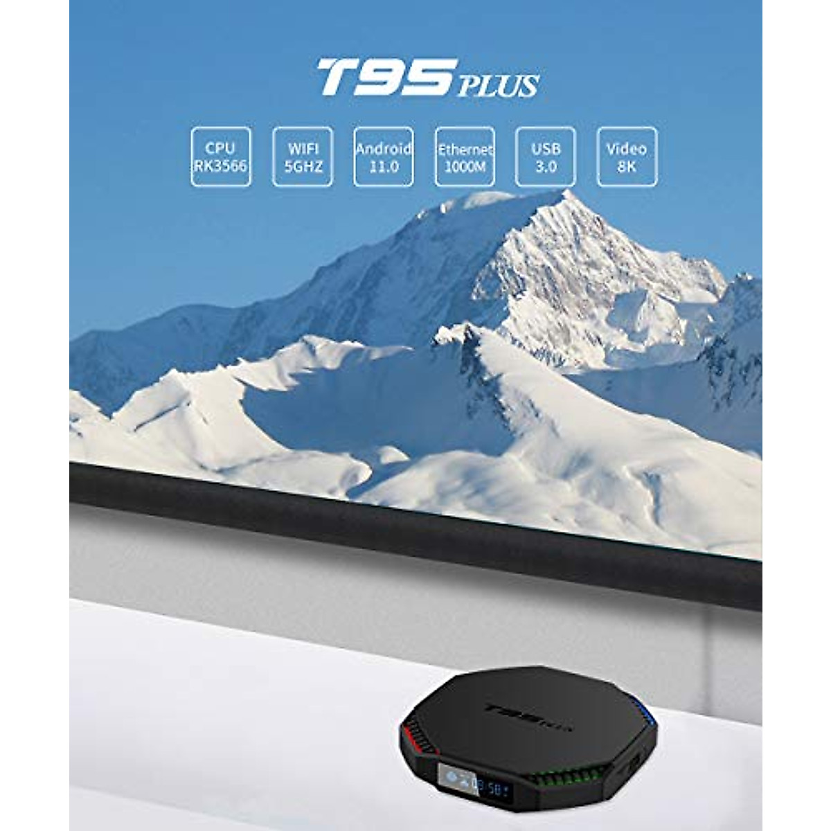 Android 11.0 TV Box T95Z Plus RK3566 Quad Core 4GB RAM 32GB ROM with Dual Wi-Fi 2.4G/5.0G, BT 4.0/ 3D Ultra HD 8K/ H.265/ 1000M LAN/ USB 3.0 Smart TV Box