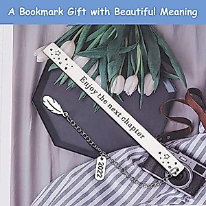 2022 Graduation Gifts Bookmark for Her Him - Enjoy The Next Chapter Bookmark for Book Lovers, High School Graduation Gifts for Her 2022, Class of 2022 Birthday Grad Gifts in Bulk for Women Men