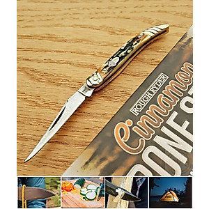 Toothpick Open Folding Pocket Knife Steel Clip Blade Stag Bone Handle Outdoor Survival Hunting Knife for Camping by Survival Steel