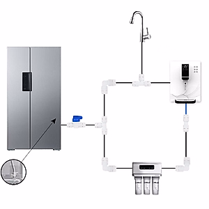 Refrigerator Water Line Kit, CGELE Ice Maker Water Line Kit with 1/4" OD 39.4ft Water Line Reverse Osmosis Quick Connect Fittings Push To Connect Water Tube Fittings for Fridge Ice Maker