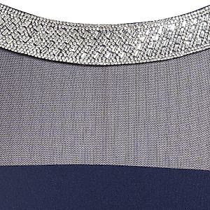 Alex Evenings Women's Short Shift Cocktail Dress with Embellished Illusion Detail, Wedding Guest (Petite and Regular Sizes), Navy, 14