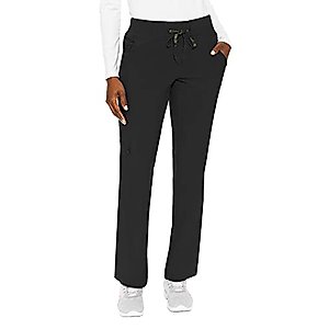 Med Couture Scrub Pants Women, Yoga Cargo Pocket Scrub Pant,Black, Large