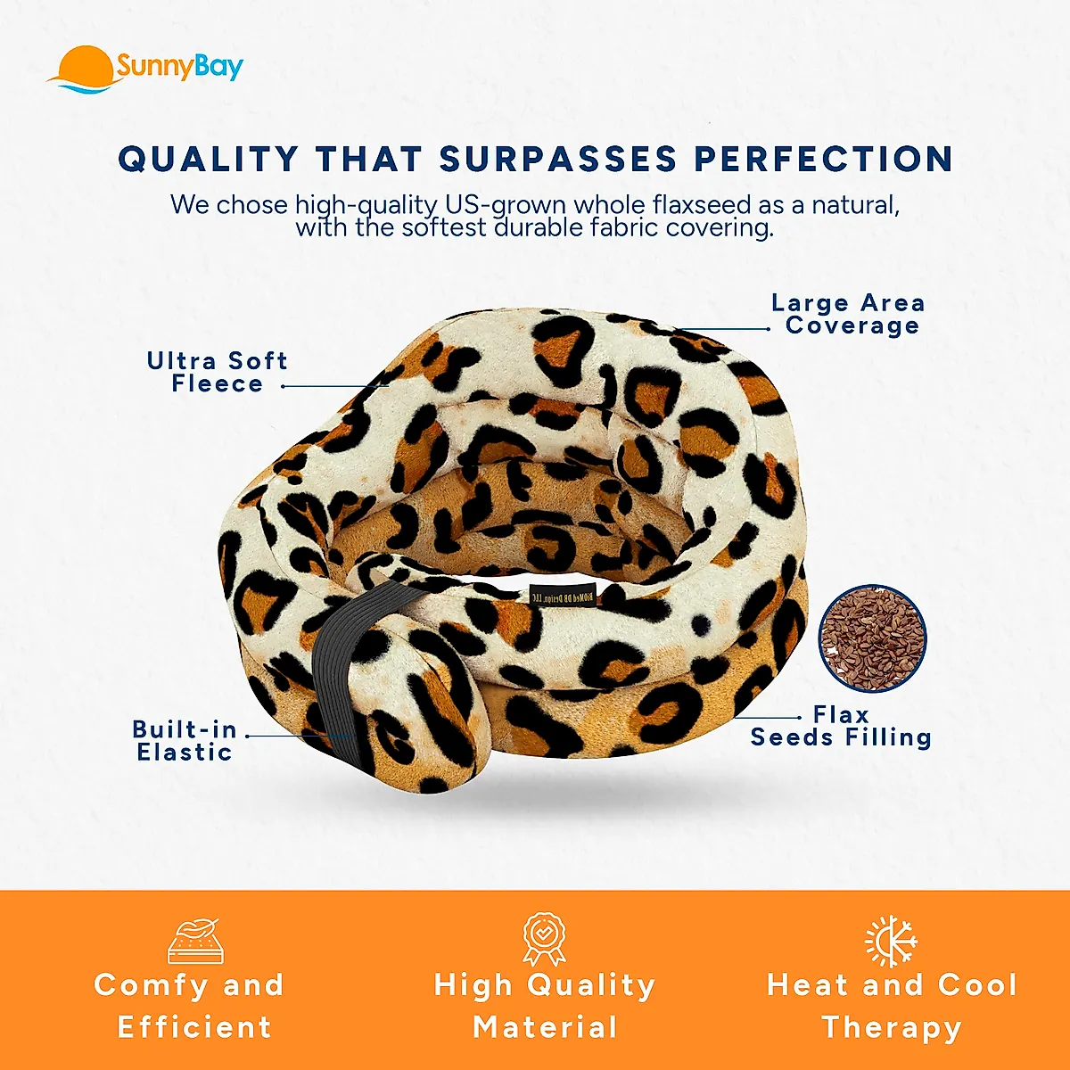 SunnyBay Microwave Heating Pad, Microwavable Cold or Heated Neck and Shoulder Wrap, Moist and Weighted Hands-Free Beanbag Pack with Wide Neck Coverage, 2.5 lbs, 26 Inches Long-Length, Leopard