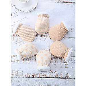 Blulu 3 Pairs Newborn Mitten Gloves Baby Winter Mittens Warm Infant Cotton Mittens
