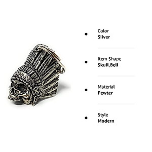 Bravo Bells Indian Skull Bell - Biker Bell Accessory or Key Chain for Good Luck on the Road