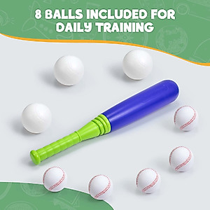 CeleMoon T Ball Sets for Kids 3-5, Baseball Softball Bat Toys Set Batting Tee for Toddlers, 6 Balls Included, for Boys Girls Age 3 Years Indoor Outdoor Sport Playing Game, Blue