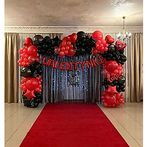 Bezente Red Black Balloons Garland Kit,100Pcs Black Red Balloons and Red Black Confetti Balloons Arch for Wedding Birthday Graduation BBQ Casino Party Prom Party Arch Decoration