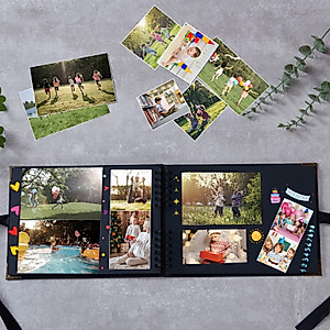 Scrapbook Album, 11.4x8.5 Inch Photo Album Book with 40 Double Sided Black Thickened Kraft Paper and Metal Corner Protector, Woisut DIY Scrapbook for Anniversary Wedding Family Baby Shower Graduation