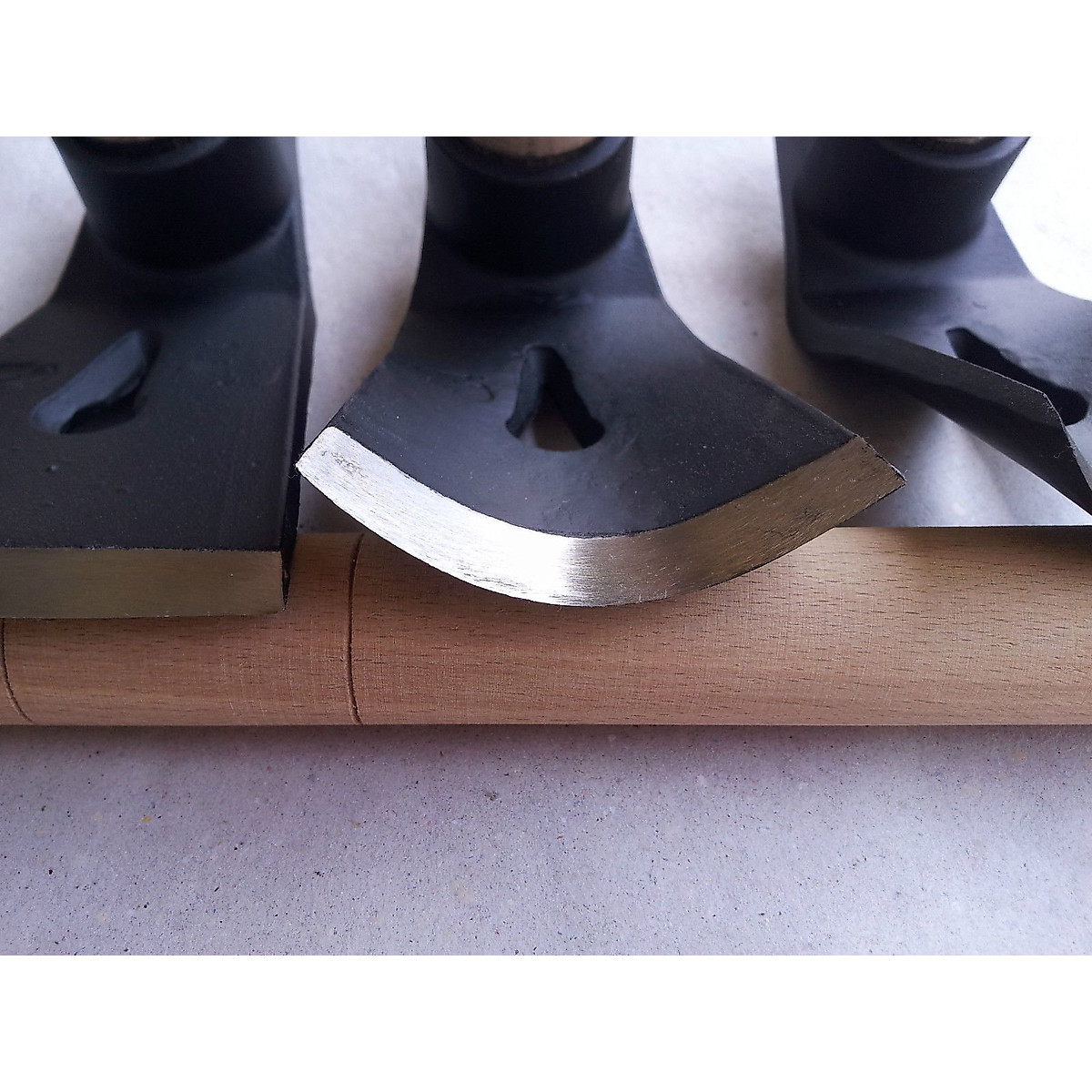 Set of Three Wood Carving Bowl Adze Tools - Straight - Big - Small Curved Adze