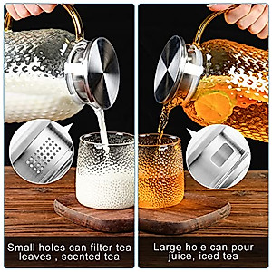 PARACITY Glass Pitcher Squama Designed 64 oz, High Borosilicate Water Pitcher, Iced Tea Pitcher with Lid and Spout, Large Bore Design for Easy Cleaning, for Cold/Hot Drinks, Iced Tea, Juice, Milk