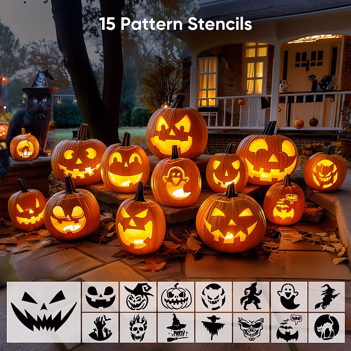 31 PCS Pumpkin Carving Kit, Pumpkin Carving Tools, Halloween Pumpkin Carving Kit with Stencils, Professional Pumpkin Carving Stencils for Adults, Pumpkin Carving Knife, Pumpkin Carving Set for Kids