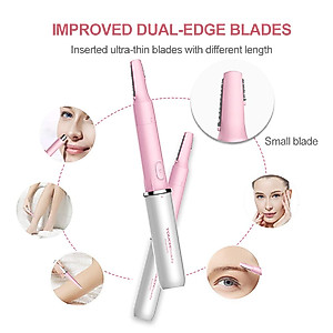 TOUCHBeauty Hair Trimmer for Face Eyebrow Nose Ear Body Hair Trimming, All in ONE Hair Remover for Women & Men Dual Blades Shaver Battery Powered Upgraded Version