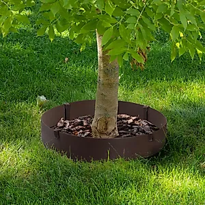 Hacaroa 40 Feet Landscape Edging Coil with 24 Anchoring Stakes, Plastic Terrace Board 4 Inch High, Decorative Grass Barrier Garden Edging Border for Lawn, Fence, Flower Bed, Wood Grain, Brown