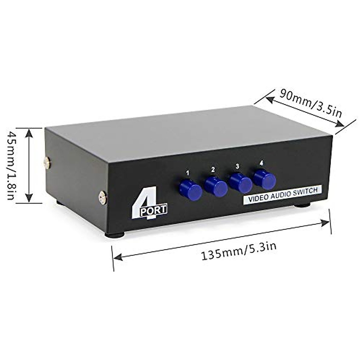 Panlong 4-Way AV Switch RCA Switcher 4 in 1 Out Composite Video L/R Stereo Audio Selector Box for DVD STB Game Consoles