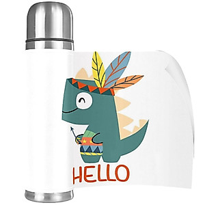 Stainless Steel Leather Vacuum Insulated Mug Dinosaur Thermos Water Bottle for Hot and Cold Drinks Kids Adults 16 Oz