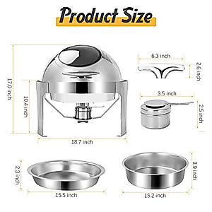 BriSunshine 6L Chafing Dish Buffet Set, Stainless Steel Chafing Dishes with Roll Top Lid, Buffet Servers and Warmers for Parties Catering Event