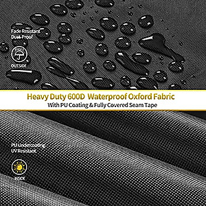 delightLife Patio Furniture Sofa Cover, Outdoor Waterproof 600D 2-3 Seater Loveseat Black Cover, Buckles Drawstring and Air Vent Design (90" Wx34 Dx32 H)