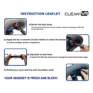 Clean VR Kit for Cleaning Virtual Reality Accessories Compatible with Meta Quest 3 Oculus Quest 2 Vision Pro, Optical Lens Dust | Lens Cleaning Pen + 2 Microfiber Cloths