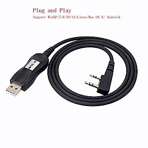 Retevis Programming Cable,2 Pin USB Programming Cable Compatible with RT22 H-777 RT21 RT68 RT86 RT19 RT22S RT-5R RT27 Baofeng UV-5R BF-F8HP BF-888S Walkie Talkies Arcshell Two-Way Radio(1 Pack)