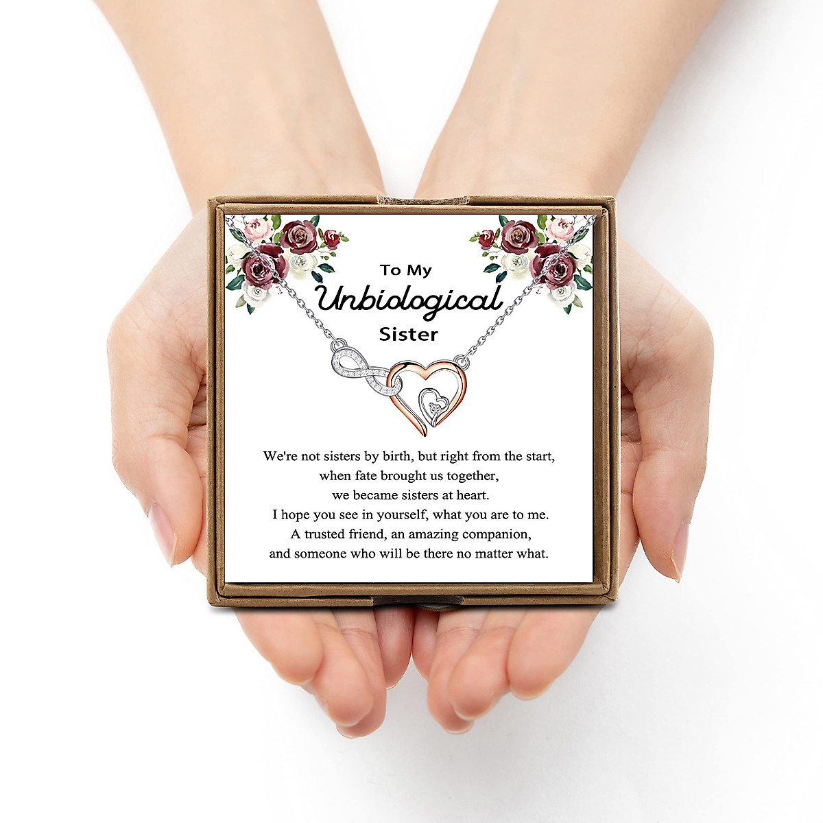 OKEYCH Unbiological Sister Necklace, Bonus Sister Gift, Soul Sister Gifts from Sister, Sister in Law Necklace, BFF Birthday Gift, Best Friend Friendship Necklace (Bonus Sister Necklace)