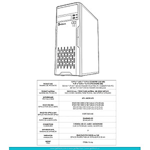 GETTTECH Mid Tower Computer ATX Case with 500W Power Supply Unit, 2 USB Ports, Complete Desktop PC Project Build Economic Kit, 7 Expansion Slots, mATX FCC/ROHS/CE/NOM Certified Black GG-1801