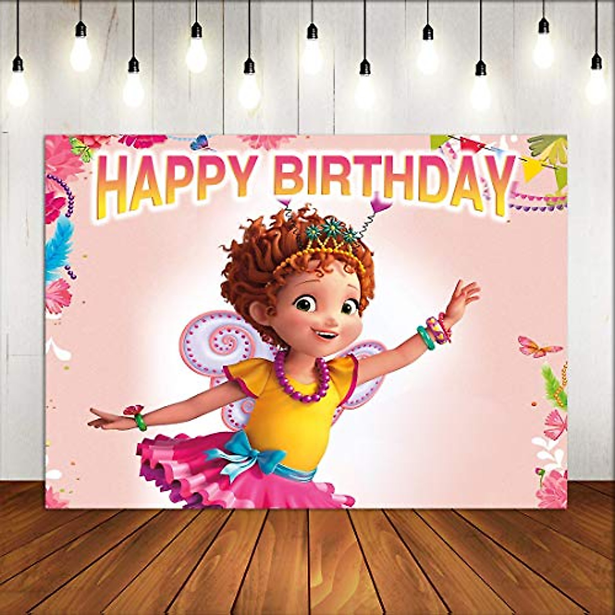 Fancy Nancy Theme Baby Girls Princess Birthday Party Banner Photo Background Decorations Flower Sweet Pink Photography Backdrop Photo Booth Cake Table Supply Vinyl 5x3ft