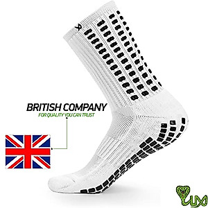 LUX Anti Slip Soccer Socks, Non Slip Football/Basketball/Hockey Sports Grip Pads Socks White Large
