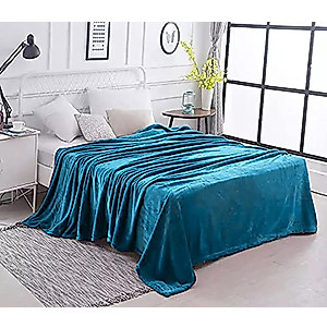 Home Must Haves Solid Color All Season Extra Soft Warm Cozy Sofa Couch Throw Bed Premium Blanket (Queen, Turquoise)