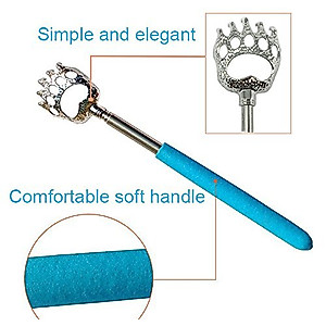 CERRXIAN (4-Pack) Telescoping Back Scratcher , LEMENG Portable Extendable Telescopic Bear Claws Metal Back Scratchers - Hand Massager Backslap with Rubber Handles