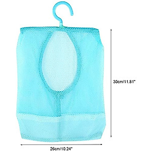 Multipurpose Clothespin Bag with Hanger, Hanging Storage Mesh Bag, Bathroom Shower Storage Organizer Set, Clothes Clip Clothespin Mesh Bag for Home Apartment College Dorm, Blue