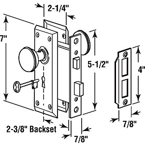 Prime-Line E 2495 Mortise Keyed Lock Set with Knob, Classic Bronze, 3.5" Ball Tips Residential Square Corners Door Hinge, Ideal for Replacing Broken Antique Lock Sets