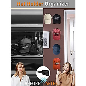 Aurofyx Hat Rack, Hat Hooks Organizer for Baseball Caps for Wall, No Drilling Sticky Wall Hat Holder Hanger 12-Pack