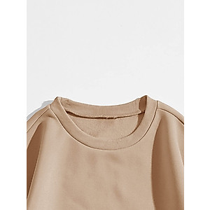 MakeMeChic Women's Plus Size Casual Cute oversized Long Sleeve Round Crew Neck Sweatshirt Pullover Top Khaki M