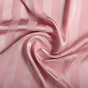 Lonxu Womens Silk Satin Pajamas Set Pink Striped L