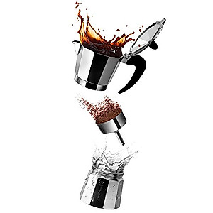 Zulay Kitchen Classic Stovetop Espresso Maker for Great Flavored Strong Espresso, Classic Italian Style 3 Espresso Cup Moka Pot, Makes Delicious Coffee, Easy to Operate & Quick Cleanup Pot