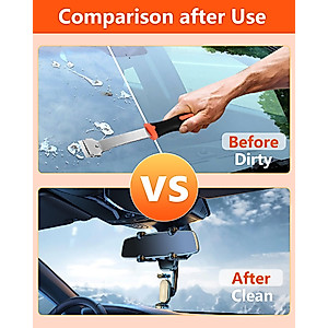 Razor Blade Scraper,Long Handle Razor Scraper Tool for Removing Label, Registration Sticker, Tint, Grease from Windshield, Appliance, Glass (Extra 10 Metal and 10 Plastic Blades)