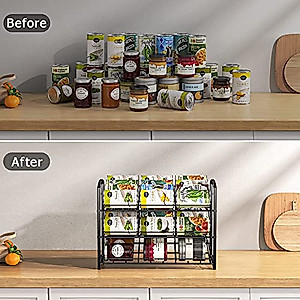 Can Rack Organizer, 3-Tier Stackable Can Holder Dispenser for Kitchen Pantry or Cabinet Organization and Storage Holds up to 36 Cans by STEELGEAR- SGCR01D, Bronze