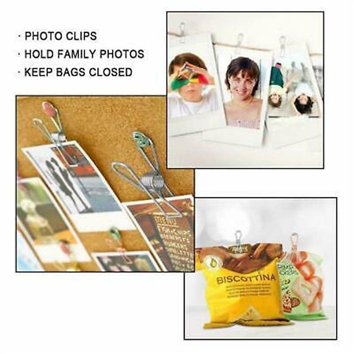 20 Pack 3.5 inch Jumbo Heavy Duty 304 Stainless Steel Wire Clips Durable Clamp Metal Clothes Pegs Multi-Purpose for Outdoor Clothesline Home Kitchen Travel Office Decor