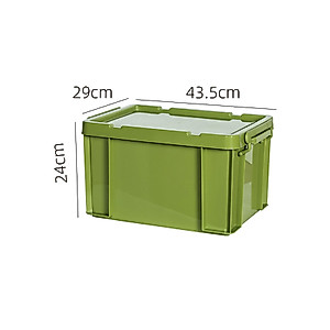 Fenteer PP Storage Box, Industrial Tote Bin with Lids and Latching Buckles, Stackable Camping Storage Container for Shoes, Storage Room, Toys, Garage, Green
