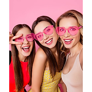 Colzzy 16 Pair Heart Shaped Sunglasses Candy Color Glasses Frameless Sunglasses for Party Women(Pink)