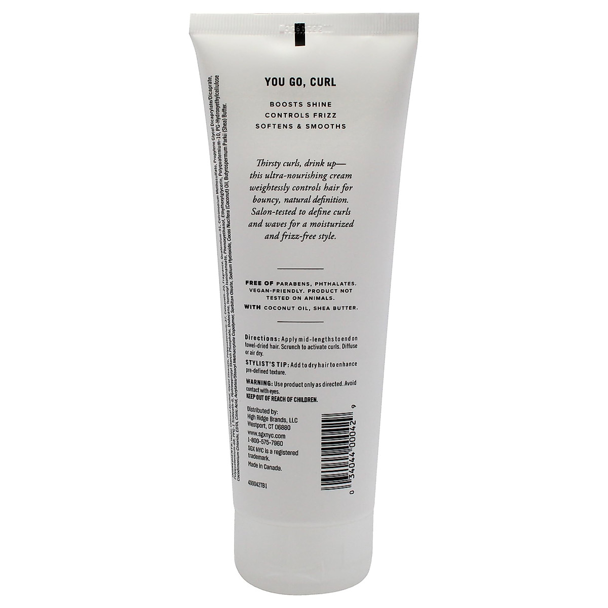 SGX NYC Curl Power Cream - Curly Hair Products for Frizz Elimination - Curl Cream with Coconut and Shea Butter for Curly and Wavy Hair - 7 oz