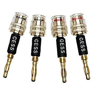 CNCESS CESS-187 Banana Plug Connect to Spade Fork Plug Speaker Cable Adapter, 4 Pack